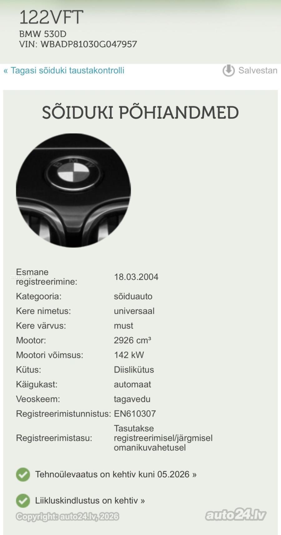 BMW 5 Series 2004 Tartu, ar dzinēja tilpumu 2.90 L un nobraukumu 370 tūkst. km par 5400 €, foto 28 vietnē AUTOMOTO.COM.LV