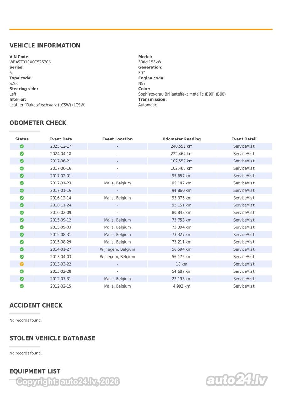 Фиолетовый БМВ 5 Серия 2012 в Таллин, объемом двигателя 3.00 л и пробегом 246 тыс. км за 9990 €, фото 18 на AUTOMOTO.COM.LV