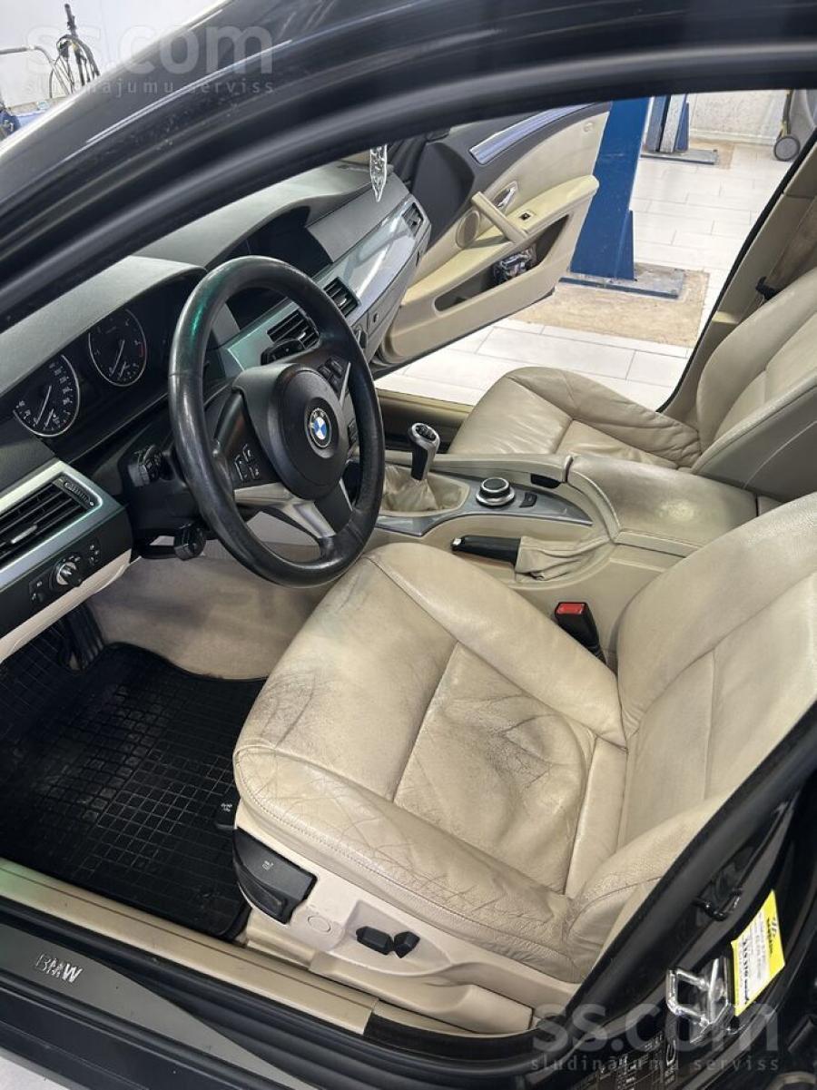 Black BMW 520 2007 in Ogre, with an engine capacity of 2.00 L and mileage of 343 thousand km for 3000 €, photo 6 on AUTOMOTO.COM.LV