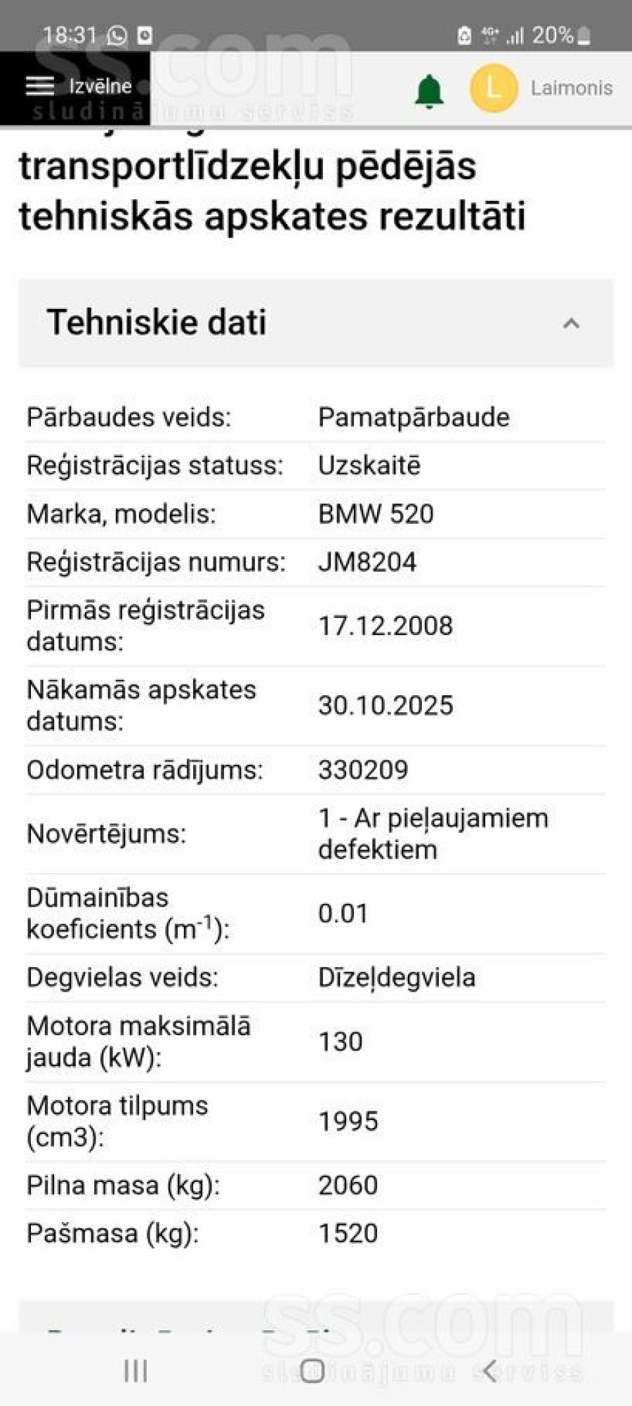 Melns BMW 520 2008 Daugavpils, ar dzinēja tilpumu 2.00 L un nobraukumu 347 tūkst. km par 3450 €, foto 11 vietnē AUTOMOTO.COM.LV