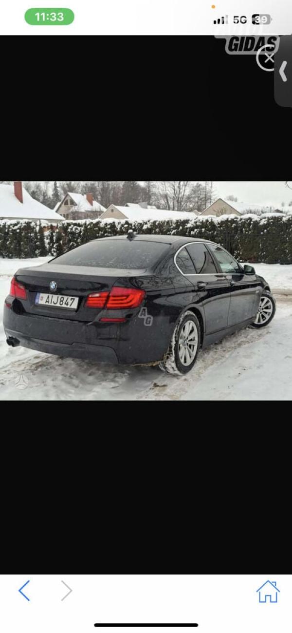 Black BMW 520 2011 in Mazeikiai, with an engine capacity of 2.00 L and mileage of 334 thousand km for 8100 €, photo 7 on AUTOMOTO.COM.LV