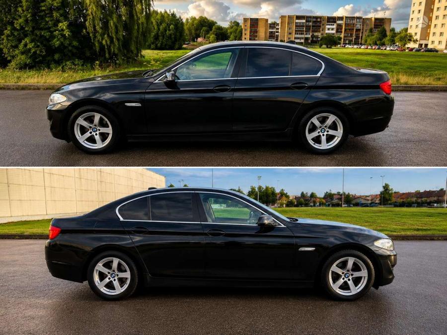 Black BMW 520 2011 in Radviliskis, with an engine capacity of 2.00 L and mileage of 291 thousand km for 6999 €, photo 6 on AUTOMOTO.COM.LV