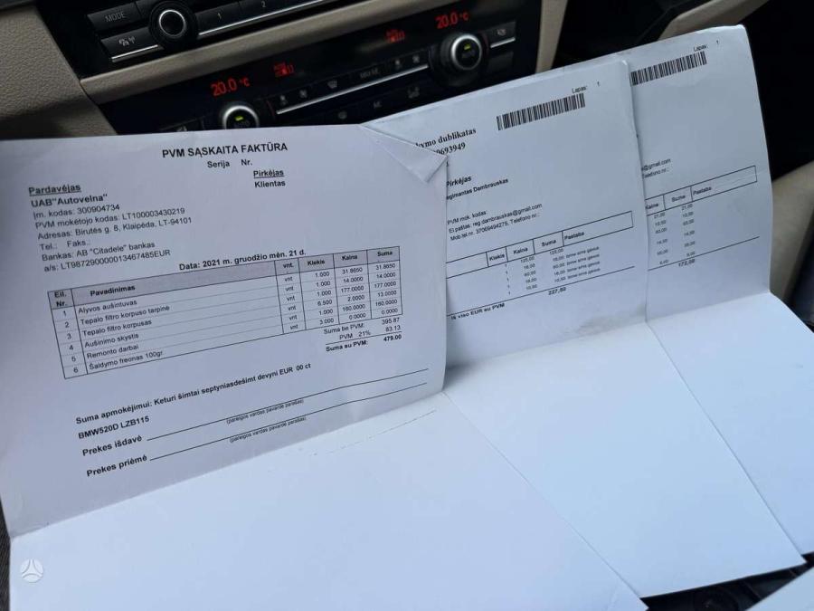 Black BMW 520 2012 in Vilnius, with an engine capacity of 2.00 L and mileage of 289 thousand km for 5500 €, photo 12 on AUTOMOTO.COM.LV