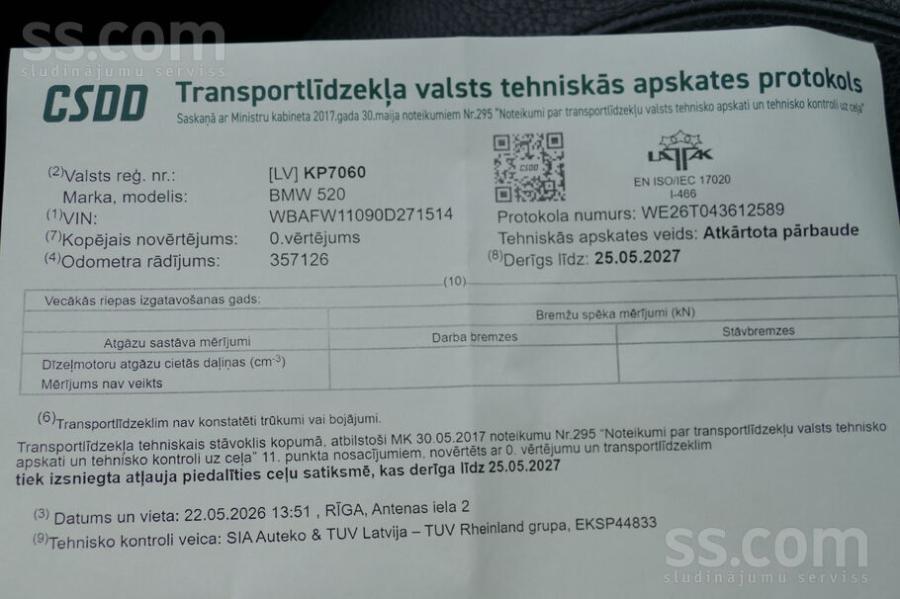 Черный БМВ 520 2013 в Рига, объемом двигателя 2.00 л и пробегом 0 тыс. км за 7200 €, фото 11 на AUTOMOTO.COM.LV