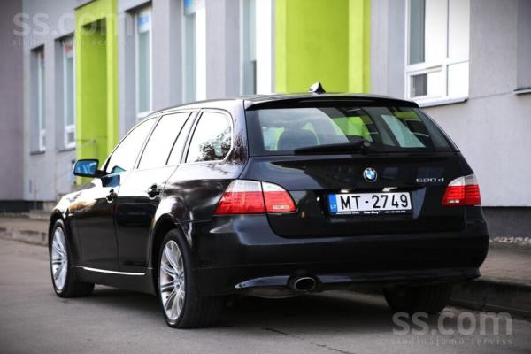 Black BMW 520 2008 in Riga, with an engine capacity of 2.00 L and mileage of 0 thousand km for 6100 €, photo 5 on AUTOMOTO.COM.LV