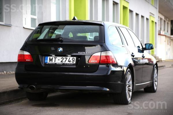 Black BMW 520 2008 in Riga, with an engine capacity of 2.00 L and mileage of 0 thousand km for 6100 €, photo 6 on AUTOMOTO.COM.LV