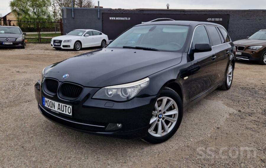Black BMW 520 2008 in Liepaja, with an engine capacity of 2.00 L and mileage of 304 thousand km for 4690 €, photo 1 on AUTOMOTO.COM.LV
