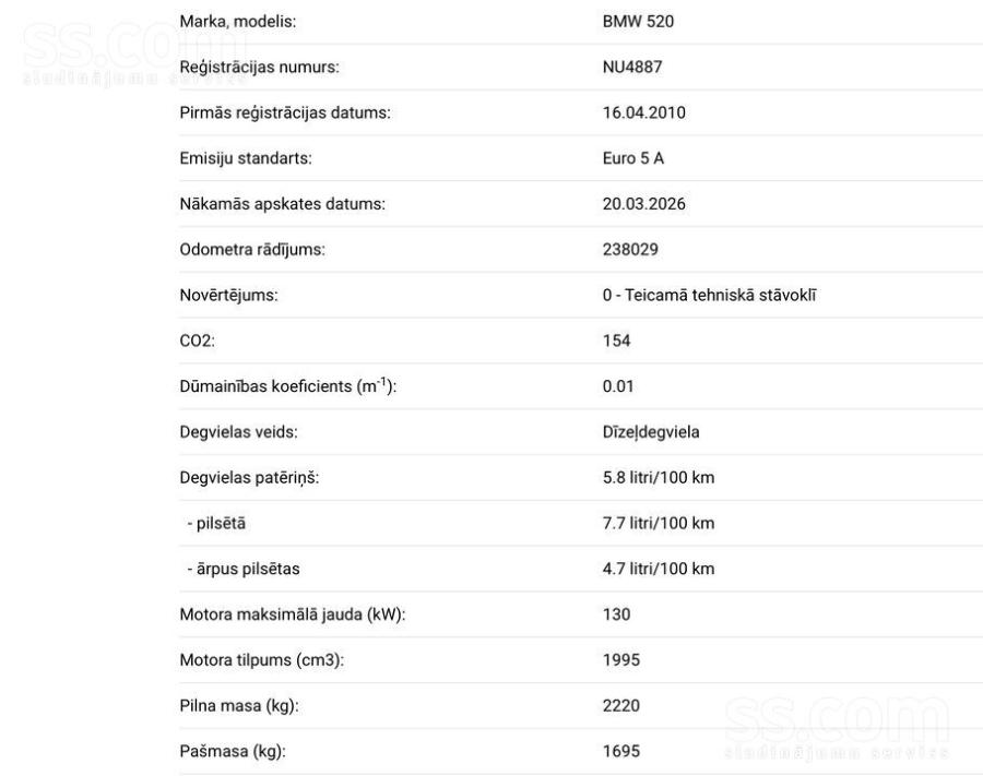 Черный БМВ 520 2010 в Рига, объемом двигателя 2.00 л и пробегом 0 тыс. км за 6350 €, фото 15 на AUTOMOTO.COM.LV