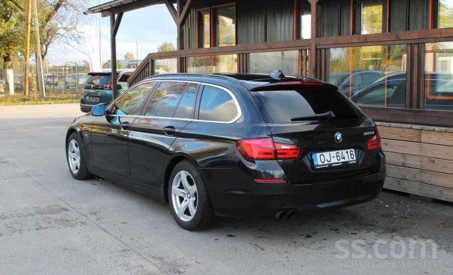 Black BMW 520 2010 in Riga, with an engine capacity of 2.00 L and mileage of 0 thousand km for 6650 €, photo 6 on AUTOMOTO.COM.LV