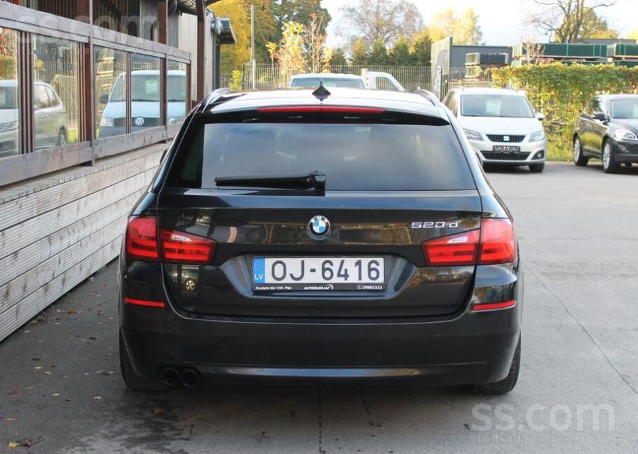 Black BMW 520 2010 in Riga, with an engine capacity of 2.00 L and mileage of 0 thousand km for 6650 €, photo 7 on AUTOMOTO.COM.LV