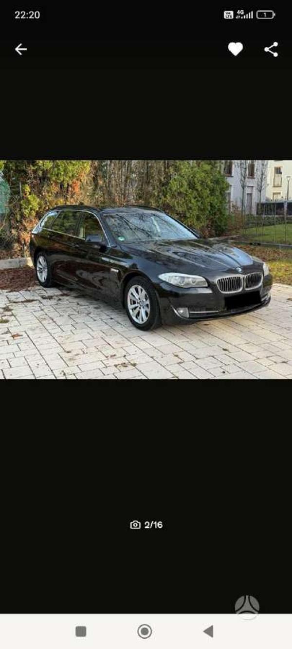 Black BMW 520 2012 in Marijampole, with an engine capacity of 2.00 L and mileage of 352 thousand km for 4800 €, photo 1 on AUTOMOTO.COM.LV