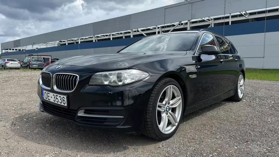 Black BMW 520 2013 in Daugavpils, with an engine capacity of 2.00 L and mileage of 282 thousand km for 9995 €, photo 1 on AUTOMOTO.COM.LV