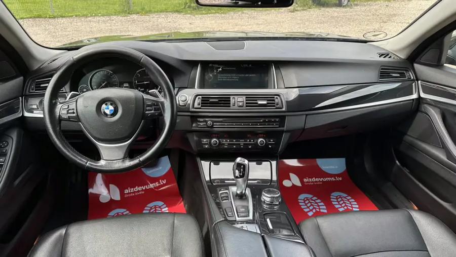 Black BMW 520 2013 in Daugavpils, with an engine capacity of 2.00 L and mileage of 282 thousand km for 9995 €, photo 10 on AUTOMOTO.COM.LV