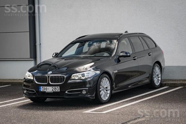 Black BMW 520 2013 in Riga, with an engine capacity of 2.00 L and mileage of 215 thousand km for 10750 €, photo 1 on AUTOMOTO.COM.LV