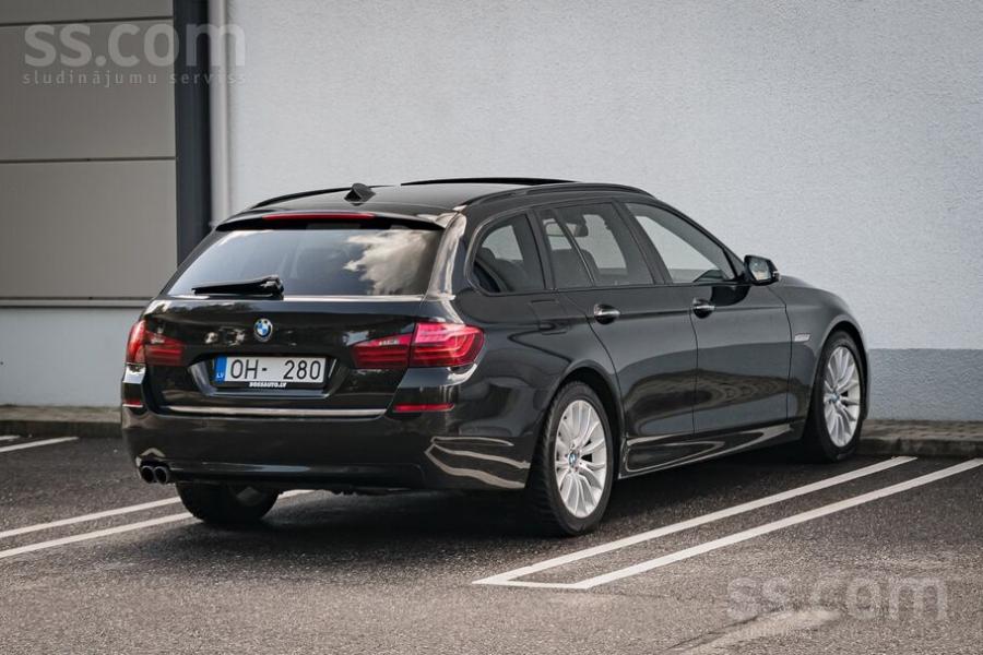 Black BMW 520 2013 in Riga, with an engine capacity of 2.00 L and mileage of 215 thousand km for 10750 €, photo 5 on AUTOMOTO.COM.LV