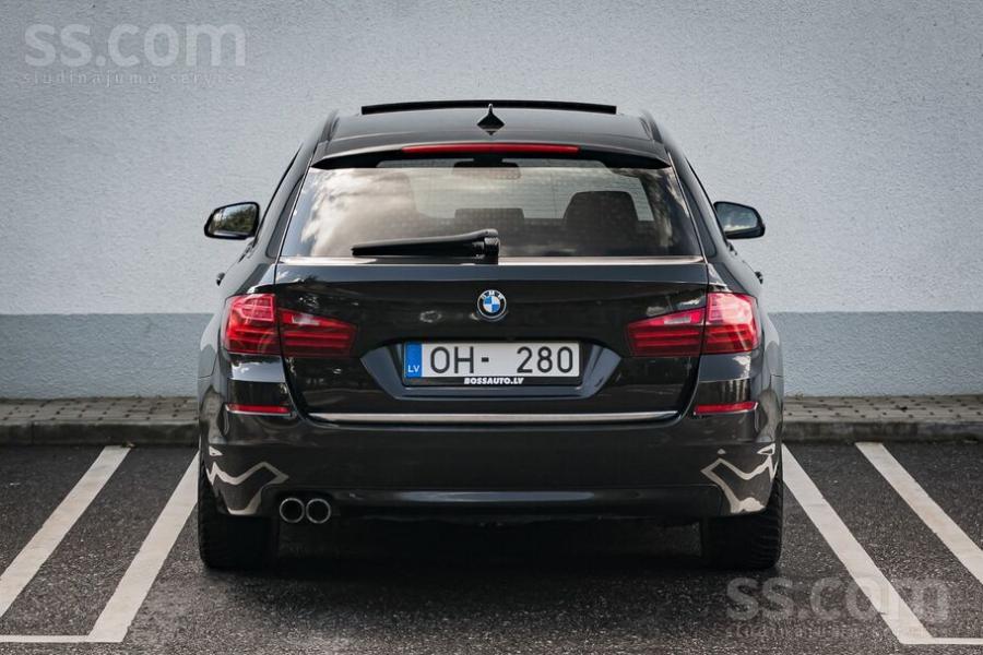 Black BMW 520 2013 in Riga, with an engine capacity of 2.00 L and mileage of 215 thousand km for 10750 €, photo 6 on AUTOMOTO.COM.LV