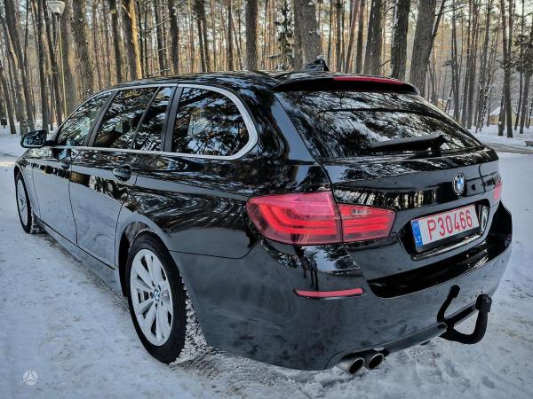 Black BMW 520 2014 in Trakai, with an engine capacity of 2.00 L and mileage of 344 thousand km for 6999 €, photo 9 on AUTOMOTO.COM.LV