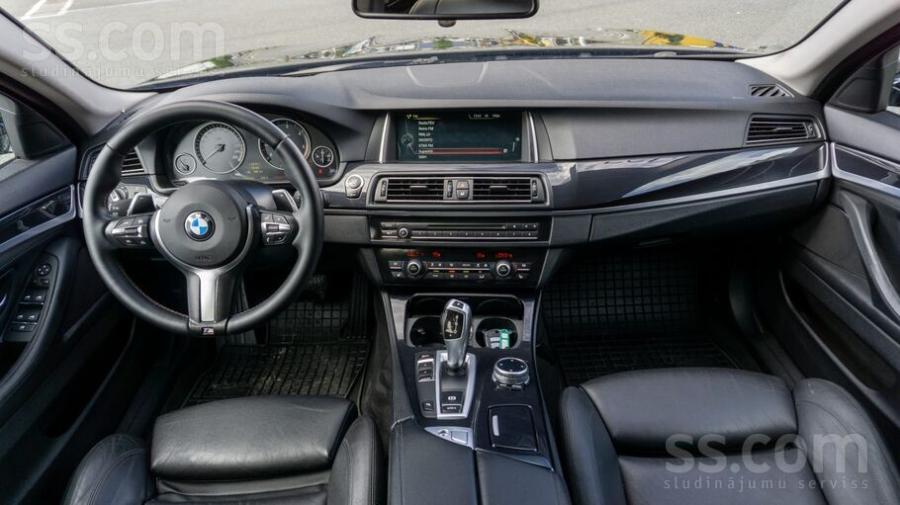 Black BMW 520 2014 in Riga, with an engine capacity of 2.00 L and mileage of 280 thousand km for 11490 €, photo 13 on AUTOMOTO.COM.LV