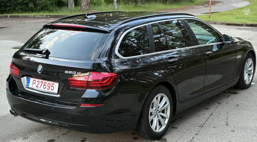 Black BMW 520 2014 in Druskininkai, with an engine capacity of 2.00 L and mileage of 271 thousand km for 9700 €, photo 6 on AUTOMOTO.COM.LV