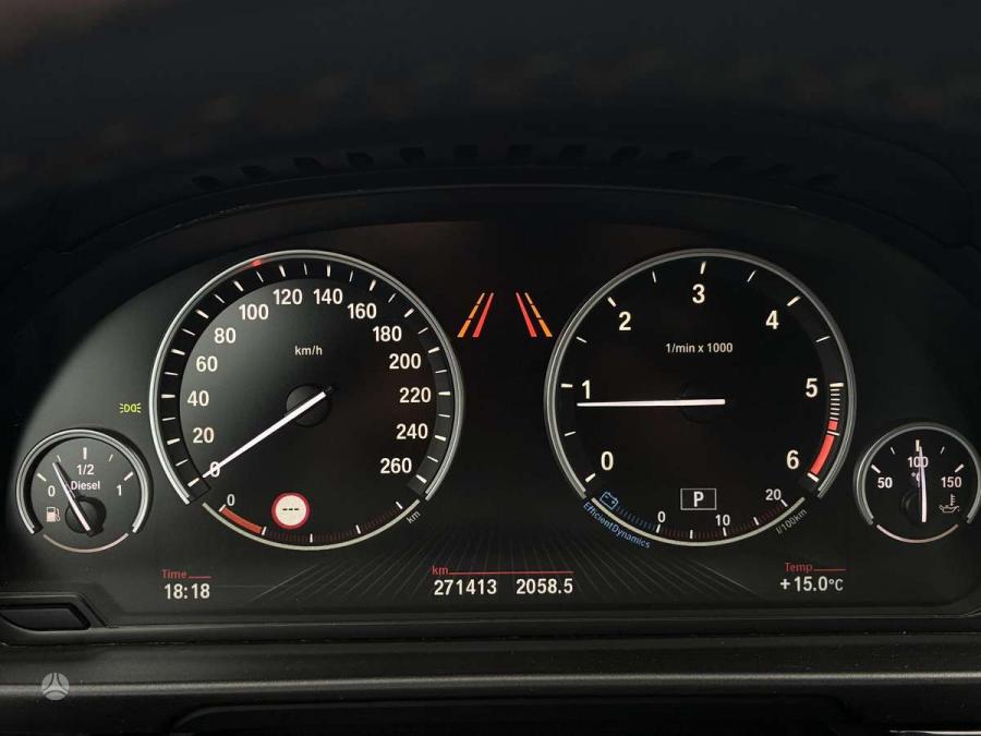 Black BMW 520 2014 in Druskininkai, with an engine capacity of 2.00 L and mileage of 271 thousand km for 9700 €, photo 16 on AUTOMOTO.COM.LV