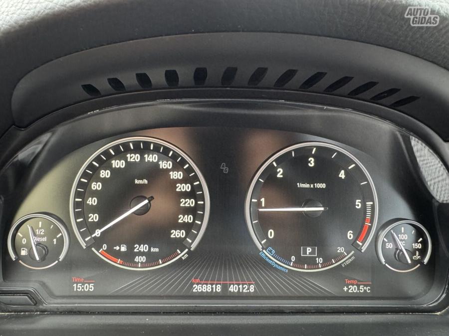 Black BMW 520 2014 in Trakai, with an engine capacity of 2.00 L and mileage of 269 thousand km for 11150 €, photo 19 on AUTOMOTO.COM.LV