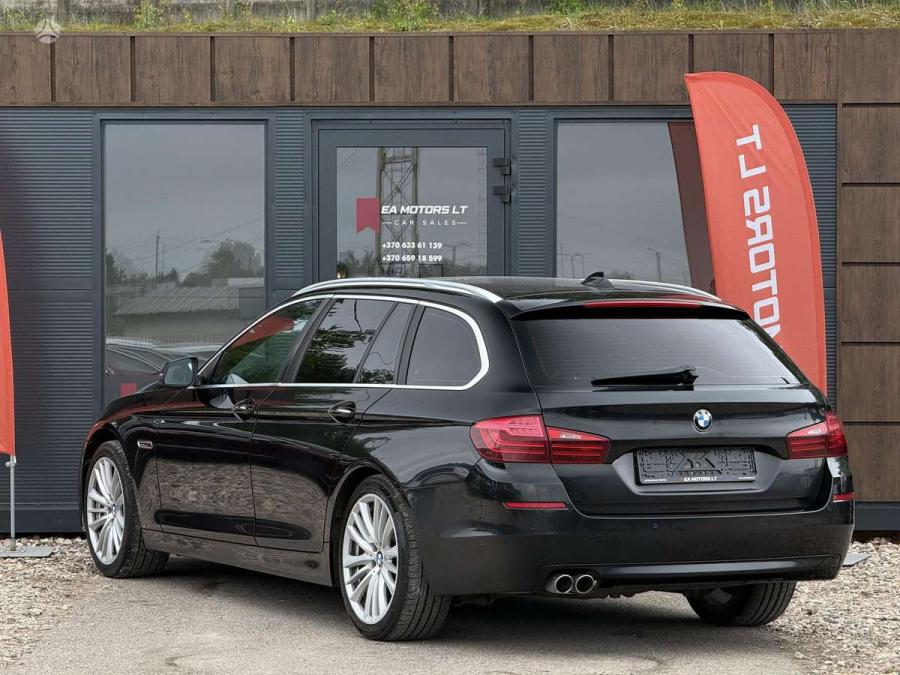 Black BMW 520 2014 in Vilnius, with an engine capacity of 2.00 L and mileage of 368 thousand km for 8300 €, photo 8 on AUTOMOTO.COM.LV