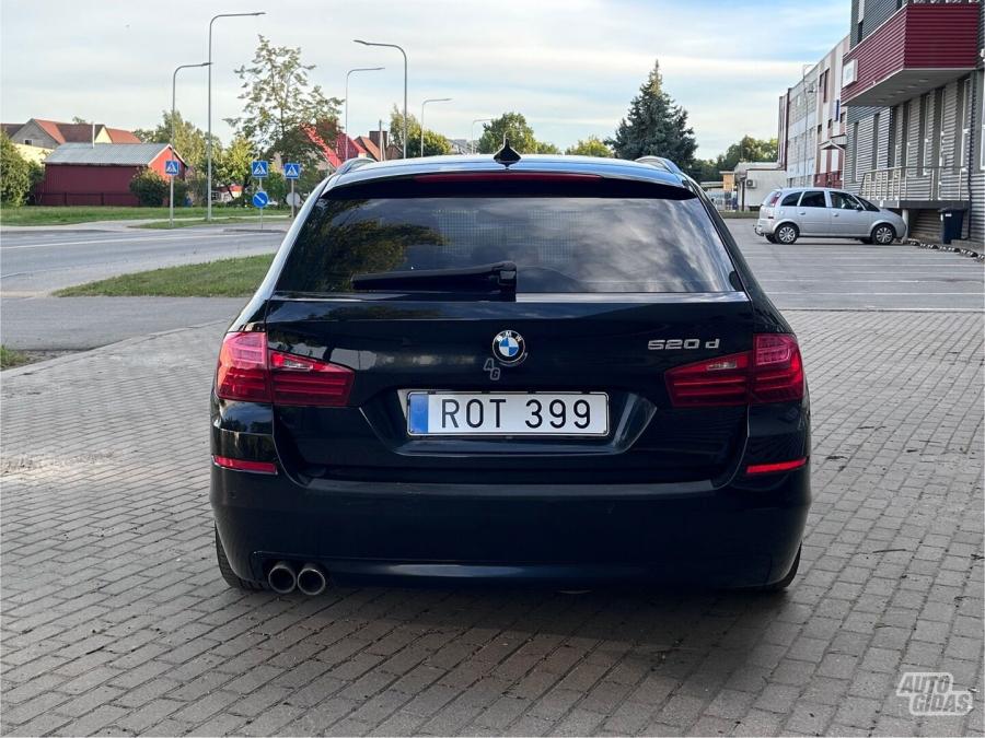 Black BMW 520 2014 in Vilnius, with an engine capacity of 2.00 L and mileage of 266 thousand km for 8200 €, photo 12 on AUTOMOTO.COM.LV