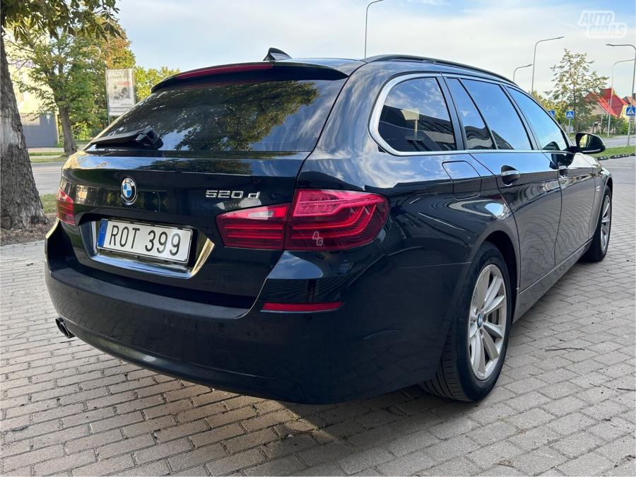 Black BMW 520 2014 in Vilnius, with an engine capacity of 2.00 L and mileage of 266 thousand km for 8200 €, photo 13 on AUTOMOTO.COM.LV