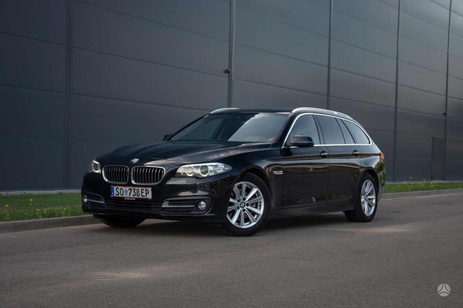 Black BMW 520 2015 in Vilnius, with an engine capacity of 2.00 L and mileage of 275 thousand km for 11399 €, photo 4 on AUTOMOTO.COM.LV