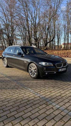 Black BMW 520 2017 in Vilnius, with an engine capacity of 2.00 L and mileage of 332 thousand km for 9800 €, photo 6 on AUTOMOTO.COM.LV