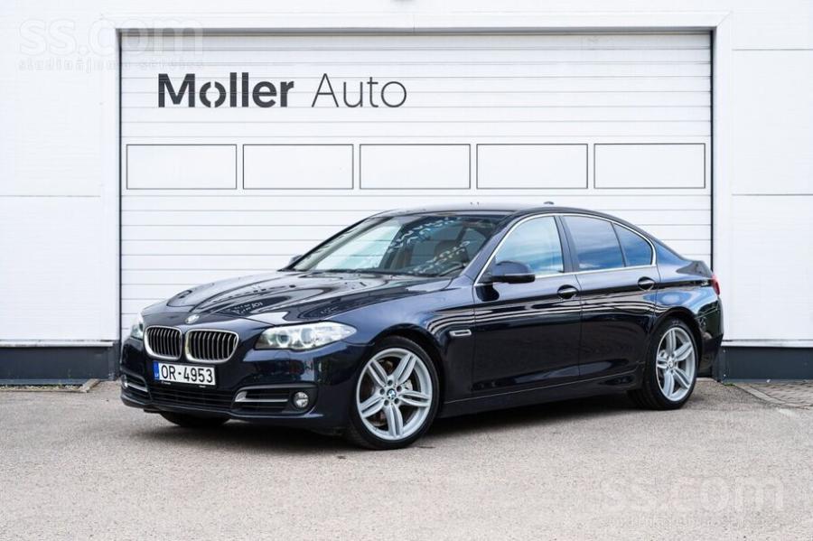Blue BMW 520 2015 in Riga, with an engine capacity of 2.00 L and mileage of 153 thousand km for 14450 €, photo 1 on AUTOMOTO.COM.LV