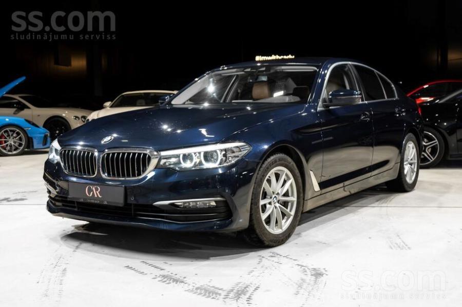 Blue BMW 520 2017 in Riga, with an engine capacity of 2.00 L and mileage of 95 thousand km for 23380 €, photo 1 on AUTOMOTO.COM.LV