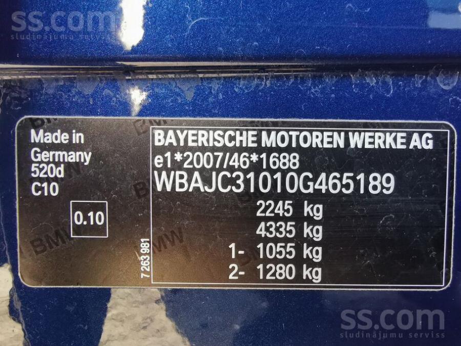 Zils BMW 520 2017 Rīga, ar dzinēja tilpumu 2.00 L un nobraukumu 180 tūkst. km par 19500 €, foto 8 vietnē AUTOMOTO.COM.LV