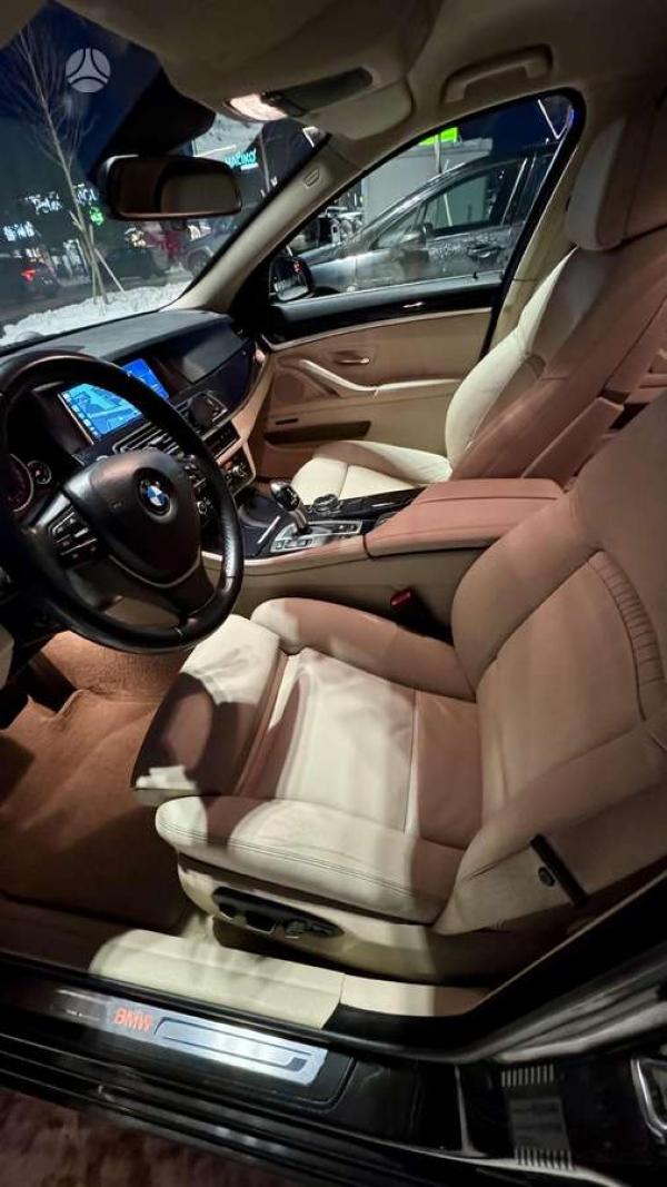 Brown BMW 520 2015 in Vilnius, with an engine capacity of 2.00 L and mileage of 145 thousand km for 14200 €, photo 8 on AUTOMOTO.COM.LV