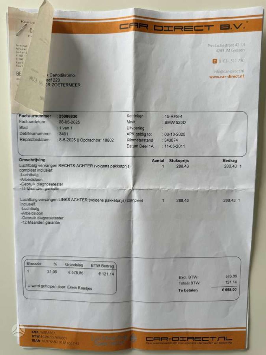 Brown BMW 520 2011 in Vilnius, with an engine capacity of 2.00 L and mileage of 351 thousand km for 7990 €, photo 11 on AUTOMOTO.COM.LV