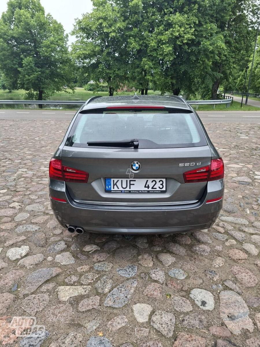 Green BMW 520 2014 in Vilnius, with an engine capacity of 2.00 L and mileage of 172 thousand km for 11300 €, photo 7 on AUTOMOTO.COM.LV