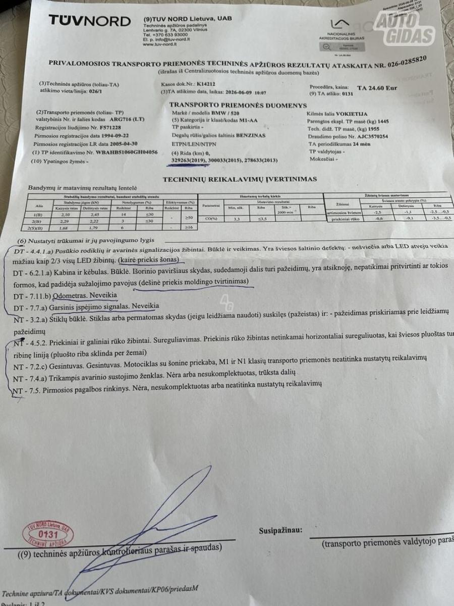 Серый БМВ 520 1994 в Вильнюс, объемом двигателя 2.00 л и пробегом 331 тыс. км за 5500 €, фото 17 на AUTOMOTO.COM.LV