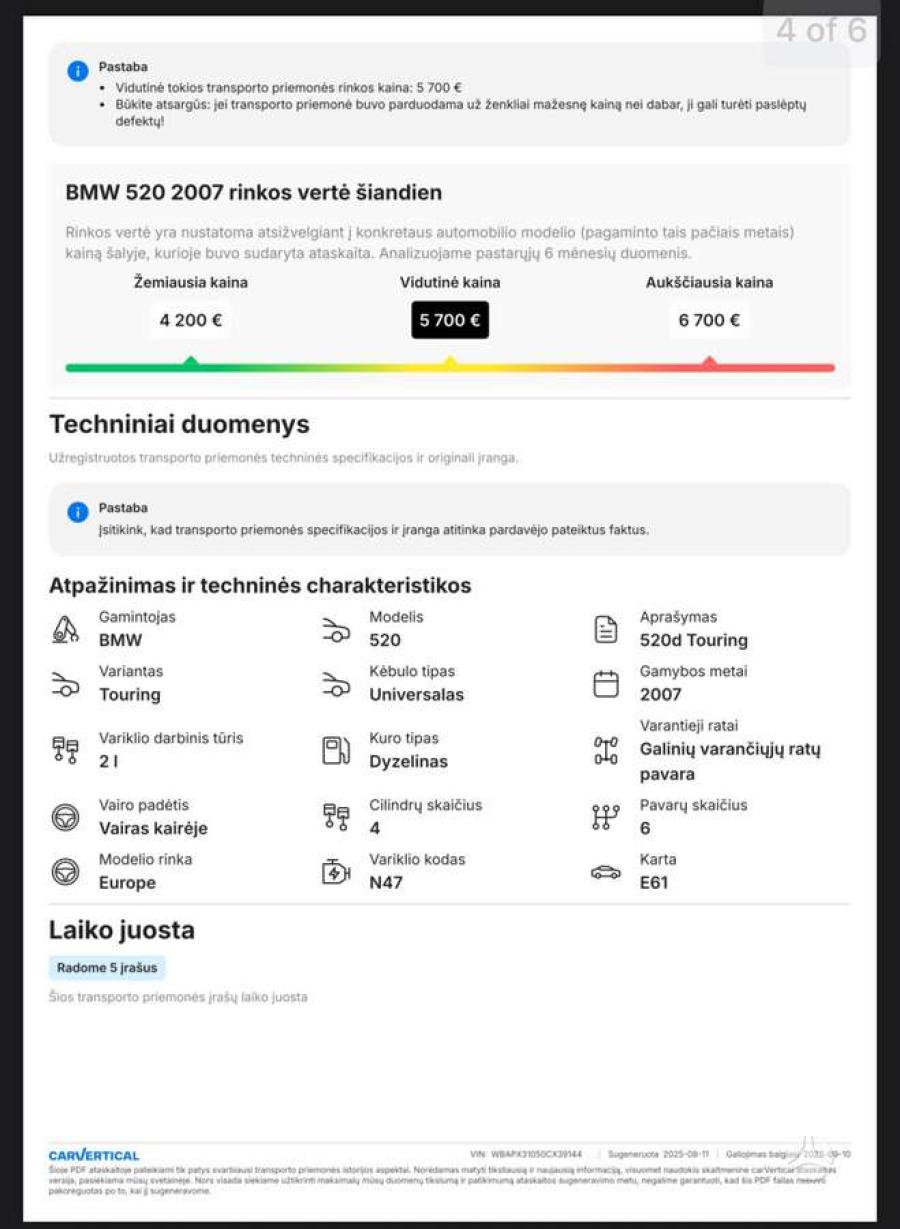 Серый БМВ 520 2007 в Каунас, объемом двигателя 2.00 л и пробегом 355 тыс. км за 3499 €, фото 20 на AUTOMOTO.COM.LV