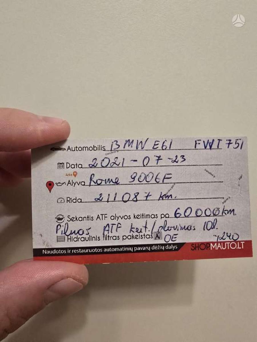 Pelēks BMW 520 2007 Mažeikiai, ar dzinēja tilpumu 2.00 L un nobraukumu 259 tūkst. km par 5500 €, foto 18 vietnē AUTOMOTO.COM.LV