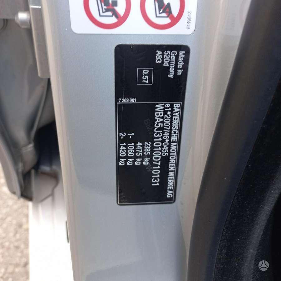 Grey BMW 520 2013 in Panevezys, with an engine capacity of 2.00 L and mileage of 221 thousand km for 7850 €, photo 28 on AUTOMOTO.COM.LV