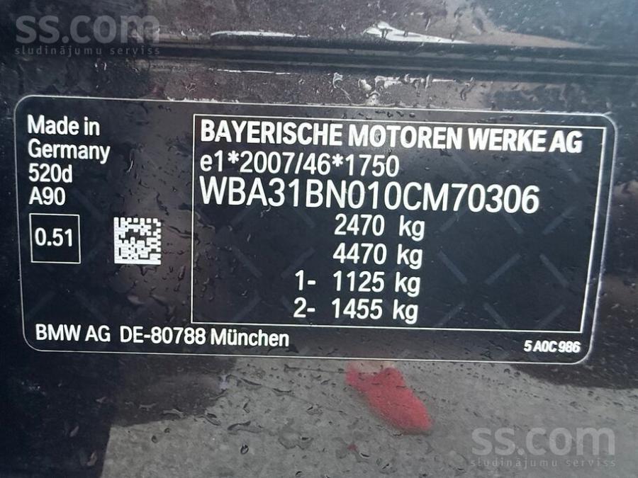 Серый БМВ 520 2023 в Рига, объемом двигателя 2.00 л и пробегом 91 тыс. км за 34900 €, фото 18 на AUTOMOTO.COM.LV
