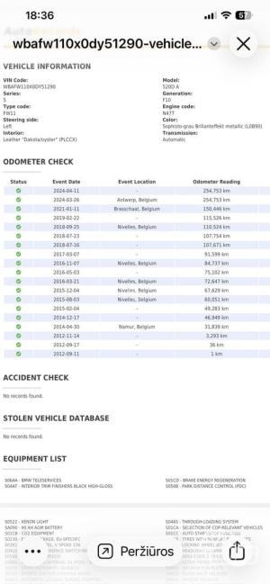 BMW 520 2012 in Marijampole, with an engine capacity of 2.00 L and mileage of 294 thousand km for 5950 €, photo 9 on AUTOMOTO.COM.LV