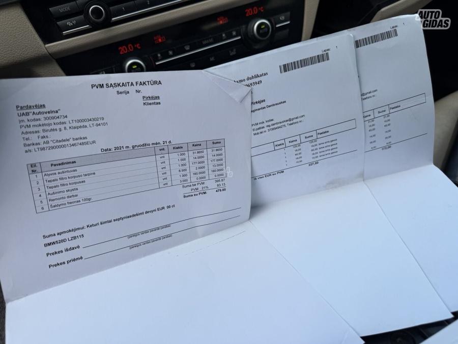 БМВ 520 2012 в Вильнюс, объемом двигателя 2.00 л и пробегом 288 тыс. км за 5500 €, фото 12 на AUTOMOTO.COM.LV