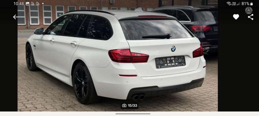 White BMW 520 2016 in Kedainiai, with an engine capacity of 2.00 L and mileage of 300 thousand km for 10899 €, photo 29 on AUTOMOTO.COM.LV