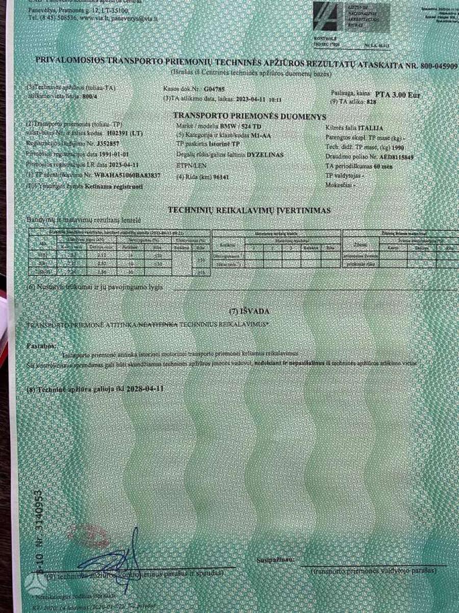 Черный БМВ 524 1991 в Паневежис, объемом двигателя 2.44 л и пробегом 100 тыс. км за 7900 €, фото 38 на AUTOMOTO.COM.LV