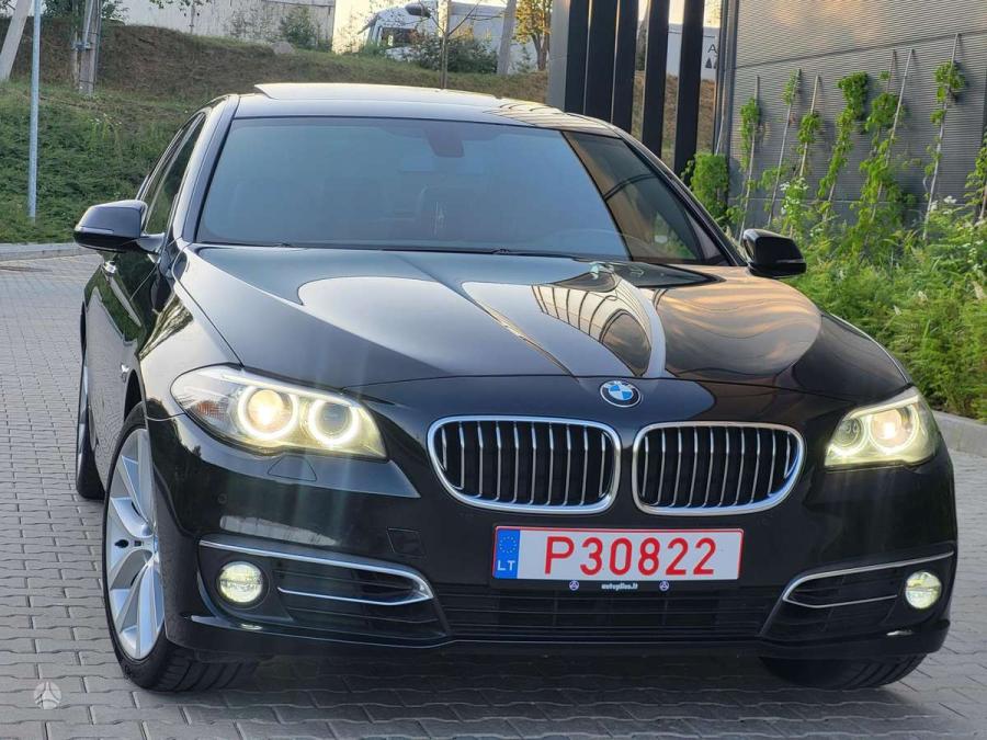 Black BMW 525 2014 in Vilnius, with an engine capacity of 2.00 L and mileage of 340 thousand km for 11950 €, photo 4 on AUTOMOTO.COM.LV