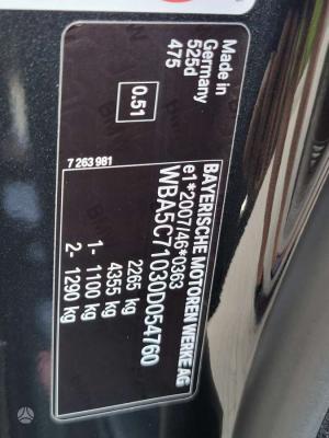 Black BMW 525 2014 in Vilnius, with an engine capacity of 2.00 L and mileage of 340 thousand km for 11950 €, photo 29 on AUTOMOTO.COM.LV