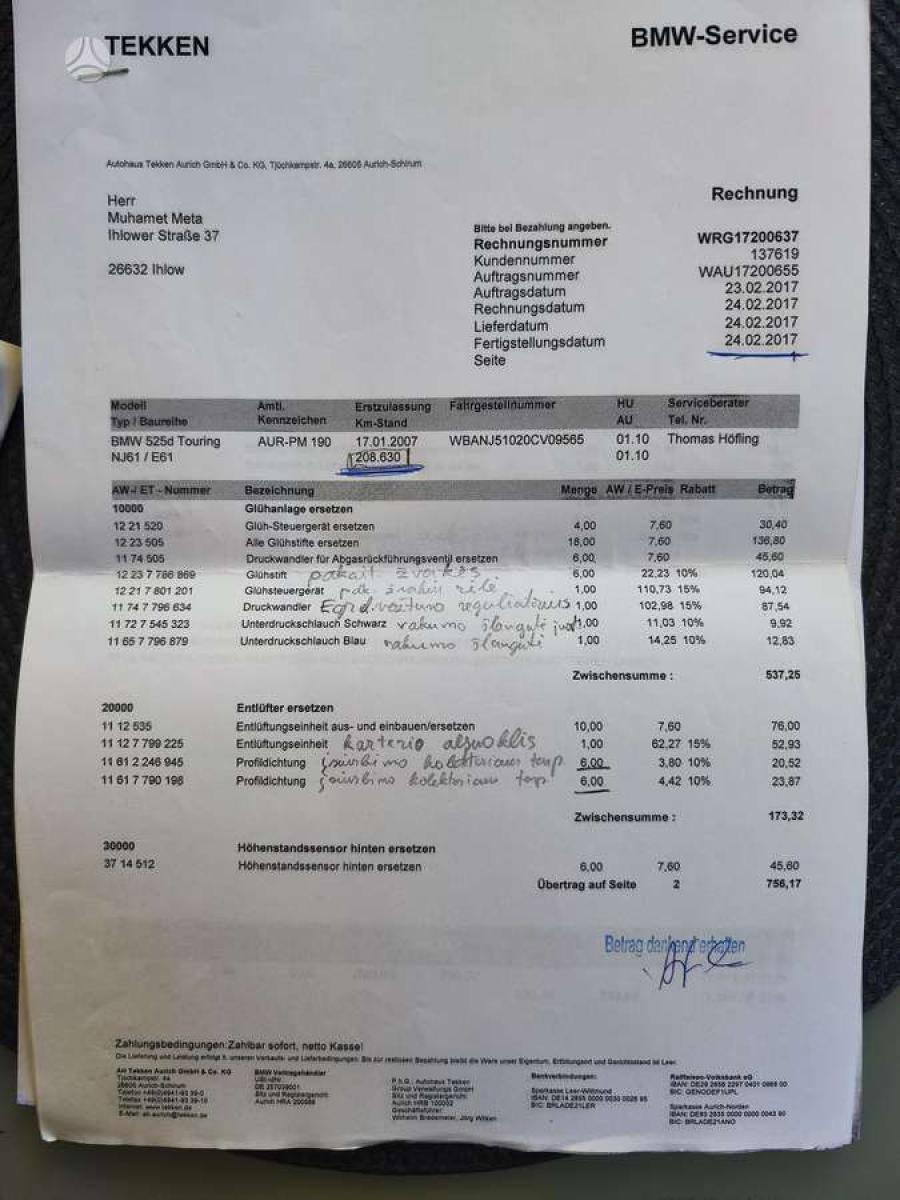 Melns BMW 525 2007 Panevēža, ar dzinēja tilpumu 2.50 L un nobraukumu 311 tūkst. km par 2850 €, foto 29 vietnē AUTOMOTO.COM.LV
