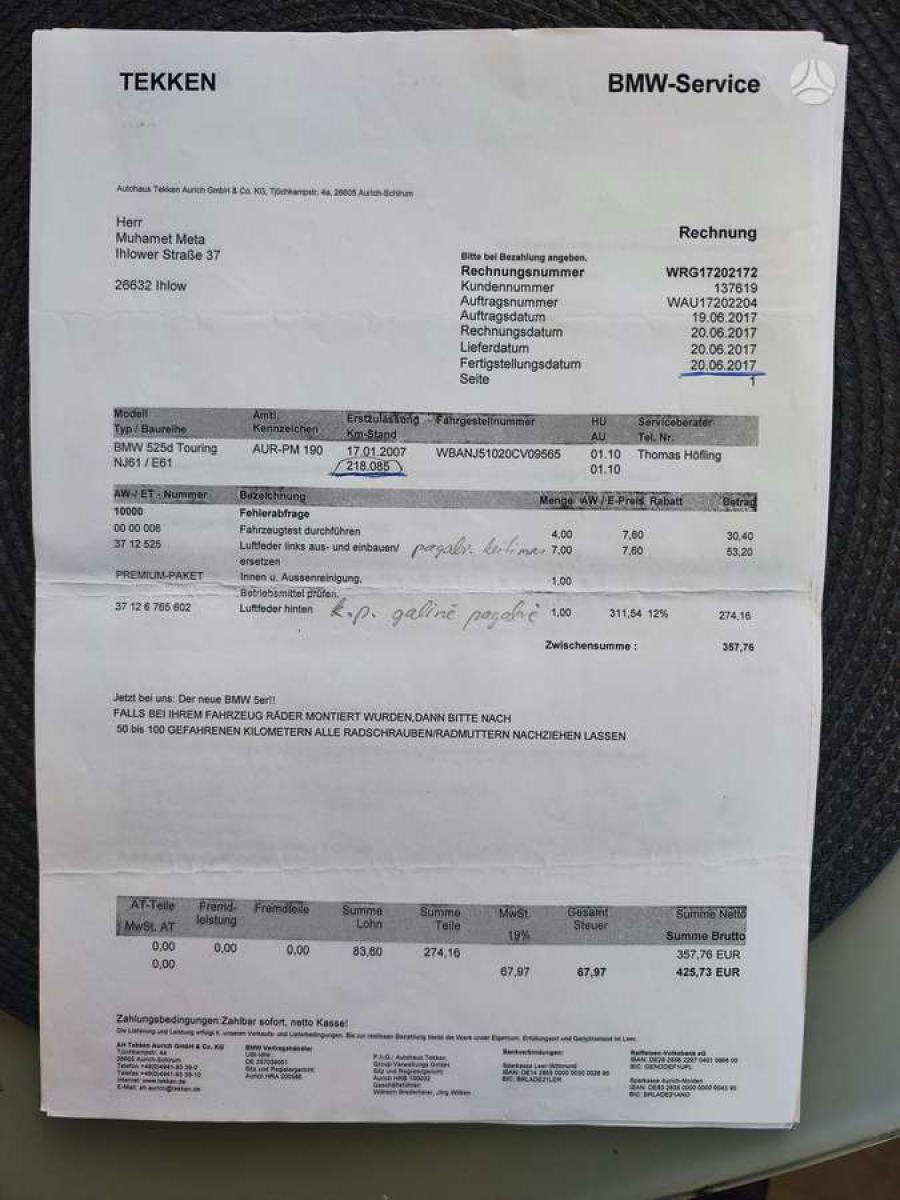 Melns BMW 525 2007 Panevēža, ar dzinēja tilpumu 2.50 L un nobraukumu 311 tūkst. km par 2850 €, foto 30 vietnē AUTOMOTO.COM.LV