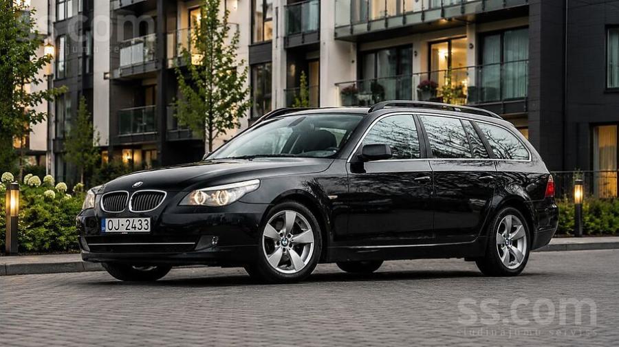 Black BMW 525 2008 in Riga, with an engine capacity of 3.00 L and mileage of 268 thousand km for 4990 €, photo 1 on AUTOMOTO.COM.LV